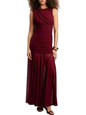 Bardot Alverie Mesh Maxi Dress - Mulberry