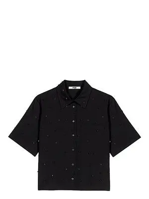 MAJE Maje Rhinestone Embellished Short-Sleeve Shirt