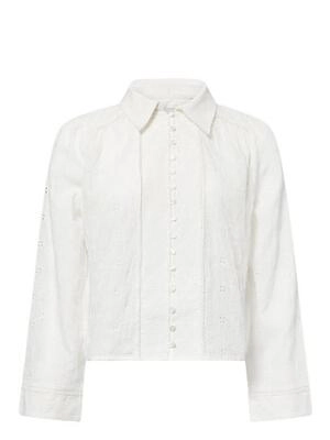 ME+EM Embroidered Cropped Cotton Blouse - Soft White