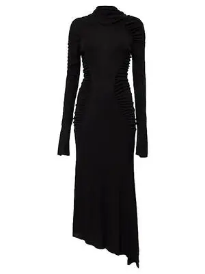 Victoria Beckham High-neck Asymmetrical Midi Dress - Black