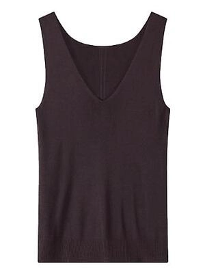 JOSEPH Silk Knit V-neck Sleeveless Top - Espresso