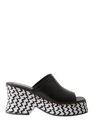 Claudie Pierlot Two-tone Braided Raffia Platform Mules - Black