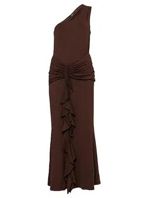 PRETTY LAVISH Celina Draped Stretch-jersey Maxi Dress - Brown