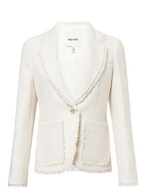ME+EM Frayed-edge Textured Cotton-blend Blazer - Ivory