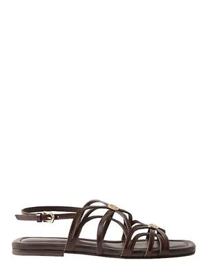 Claudie Pierlot Medallion Flat Leather Sandals - Chocolate
