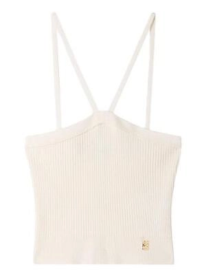 Sandro Ribbed Halter Knit Top - Ecru