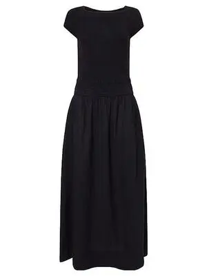ME+EM ME + EM Square-Collared Knit And Linen-Blend Maxi Dress