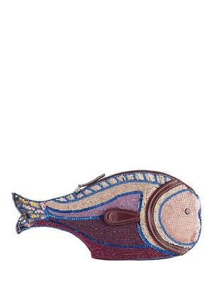 Staud Pesce Beaded Clutch Bag - Ultraviolet