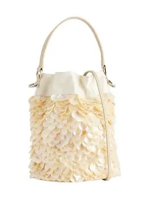 Staud Lila Mini Pearl Oyster Shell Bucket Bag - Cream