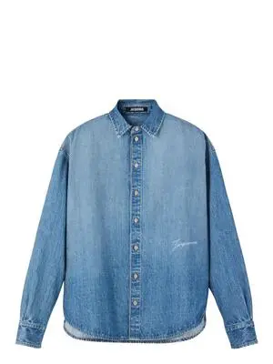 Jacquemus La Chemise De-nimes Simon With Embroidered Logo - Blue