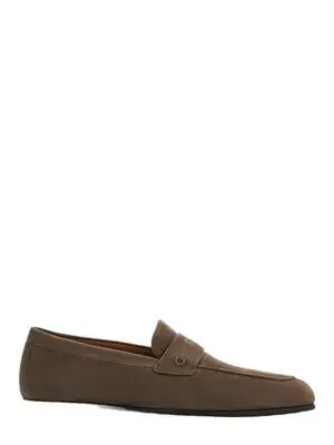 FERRAGAMO Tiberio Suede Loafers - Brown