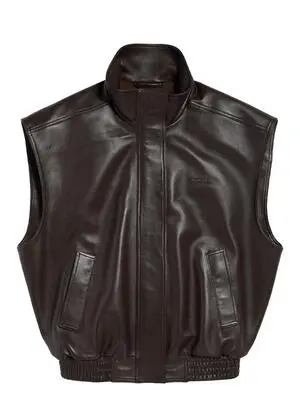 BALENCIAGA Sleeveless Blouson In Soft Shiny Lamb Leather