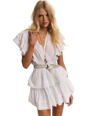 LoveShackFancy LoveShackFancy Gwen Heritage Embroidered Lace Mini Dress White