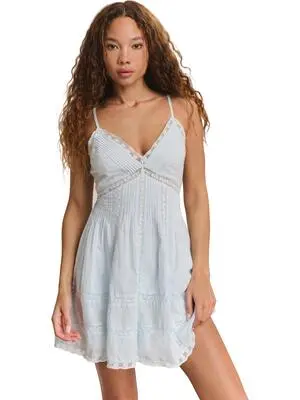 LoveShackFancy Docila Heritage Cotton Mini Dress - Blue
