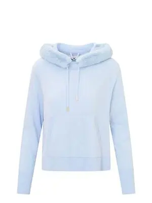 LoveShackFancy X Max&moi Wool-cashmere Hoodie With Faux Fur Trim - Ciel
