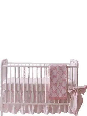 LoveShackFancy Embroidered Crib Skirt - Soft Candy