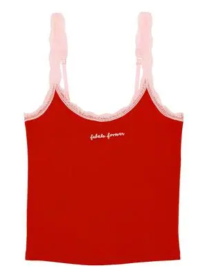 LoveShackFancy X Pink Lace-trimmed Cami - Icon Gingham