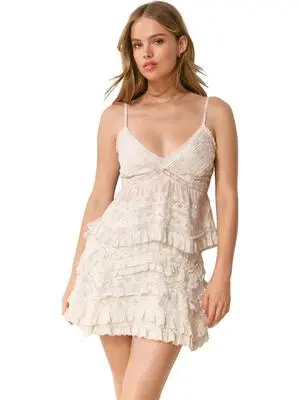 LoveShackFancy Faelith Lace Printed Cotton Top - Chantilly