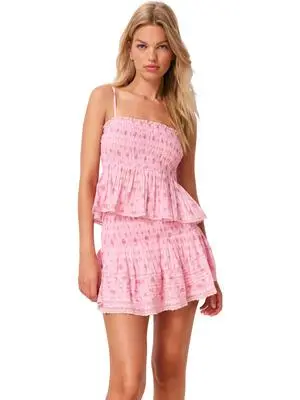 LoveShackFancy Condie Floral Cotton Voile Top - Raspberry Fields