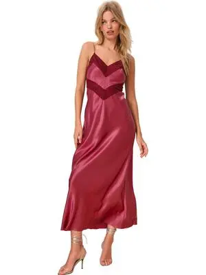 LoveShackFancy Serita Silk Maxi Dress - Deep Rose