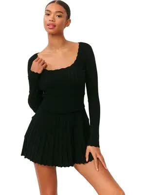 LoveShackFancy Lavender Stretch Pointelle Mini Dress - Black