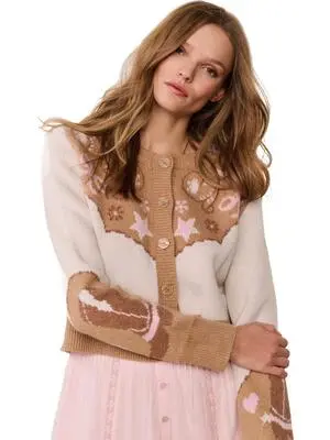 LoveShackFancy Leyah Wool-blend Cardigan - Desert Sky