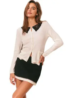 LoveShackFancy Lolani Wool Lace Collar Cardigan - Ivory