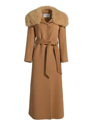 LoveShackFancy Susanna Chow Cashmere Shearling Coat - Biscotti