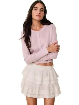 LoveShackFancy Ruffle Mini Crystal Bow Skirt - Black