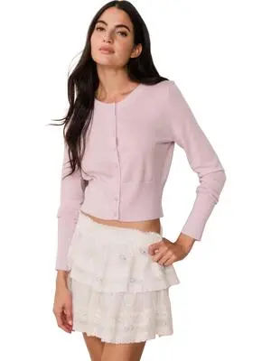 LoveShackFancy Adeanne Pastel Wool Cardigan - Lilac