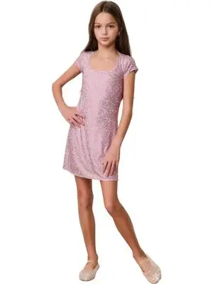 LoveShackFancy Liselle Sequin Mesh Mini Dress - Black
