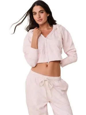 LoveShackFancy Arienne Cropped Hoodie With All-over Print - Chantilly