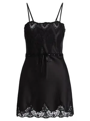 LoveShackFancy Sanna Lace-detailed Mini Slip Dress - Black