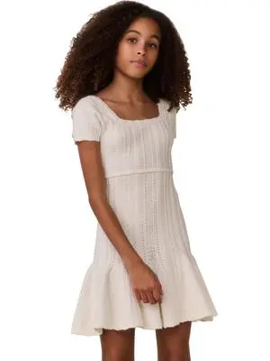 LoveShackFancy Daffron Stretch Pointelle Dress - White Tea