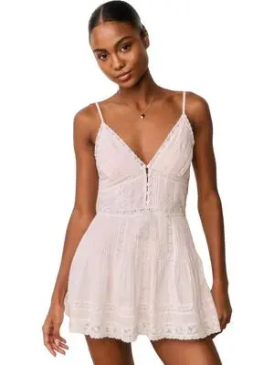 LoveShackFancy Zirelle Cotton Lace-trimmed V-neck Sundress - Pink