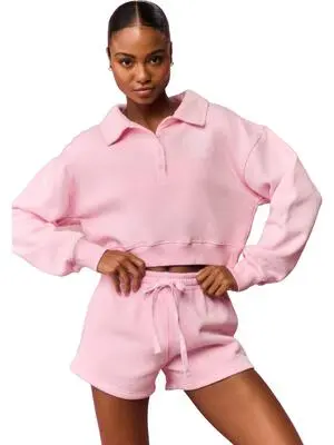 LoveShackFancy Menzelle Fleece Polo Sweatshirt - Peony Macaron
