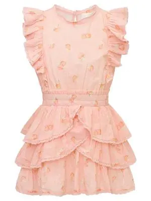 LoveShackFancy Peach Petal Print Ruffled Dress - Peachy Petals