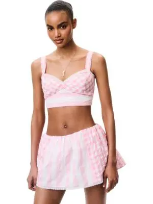 LoveShackFancy Jonie Seersucker Mini Skort - Watermelon Waves
