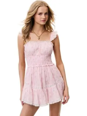 LoveShackFancy Maralina Floral Cotton Mini Dress - Celadon Drift