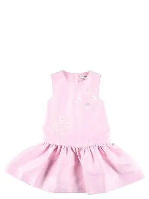 SELF-PORTRAIT Floral Embellished Taffeta Dress With Ruffled Hem - Rosa