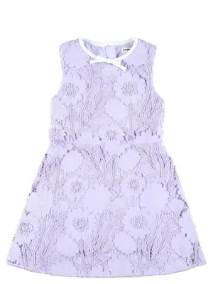 SELF-PORTRAIT Floral Guipure Lace Mini Dress With Contrast Neckline Bow - Viola