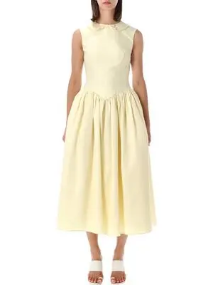 SELF-PORTRAIT Midi Dress With Bow Detail - Giallo