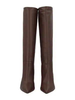 Paris Texas Knee-high Leather Boots With 7 Cm Heel - Brown