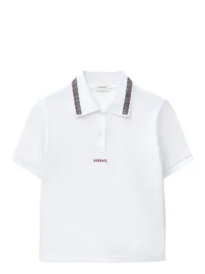 Versace Medusa Emblem Polo Shirt With Greek Motif - Bianco