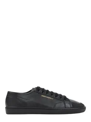 Saint Laurent Calf Leather Lace Up Sneakers - Black