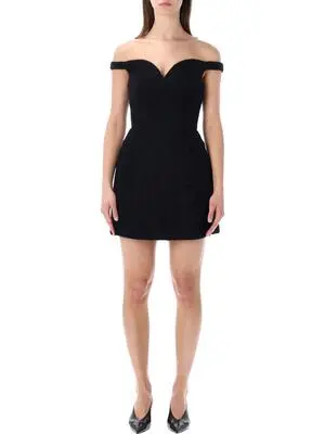 SELF-PORTRAIT Off-shoulder Bouclé Mini Dress - Black
