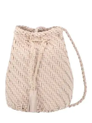 Dragon Diffusion Woven Leather Mini Bucket Bag - Beige