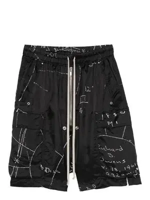 Rick Owens Knee-length Drawstring Cargo Shorts With Zip Fly - Nero
