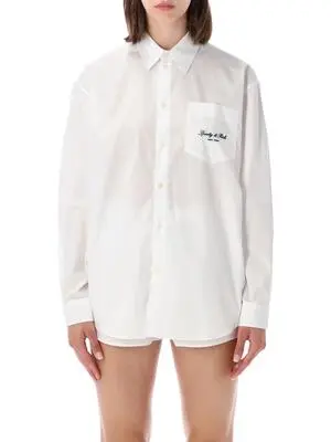 SPORTY & RICH Oversized Cotton Poplin Shirt - Bianco