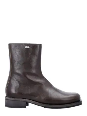 Our Legacy Flat Leather Boots - Deep Olive